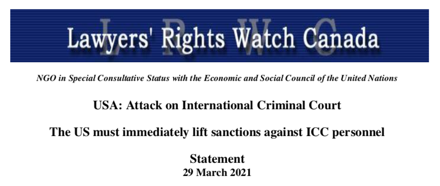 USA: Attack on International Criminal Court: The US must immediately ...